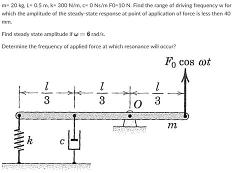 solved m 20 kg l 0 5 m k 300 n m c 0ns mfo 10 n find the