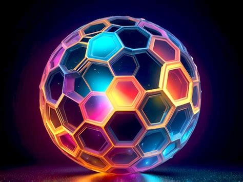 A Hollow Sphere With Holo Hexagonal Patterns Premium Ai Generated Image