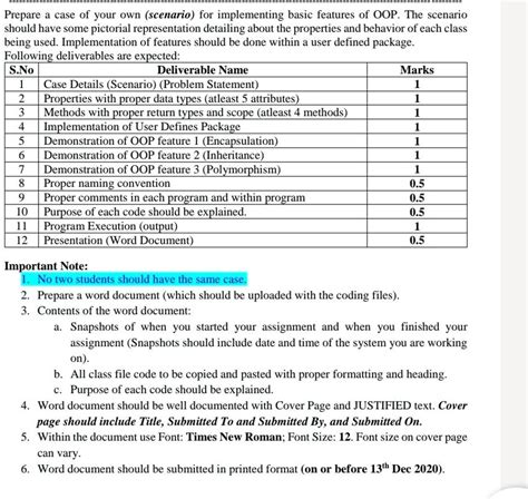 Solved Prepare A Case Of Your Own Scenario For Implementing Basic Features Of Oop The