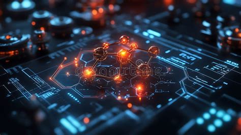 Digital Representation Of Chemical Synthesis With Glowing Molecules And