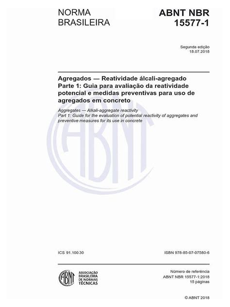 Nbr 15577 1 Agregados Reatividade Álcali Agregado Guia Para