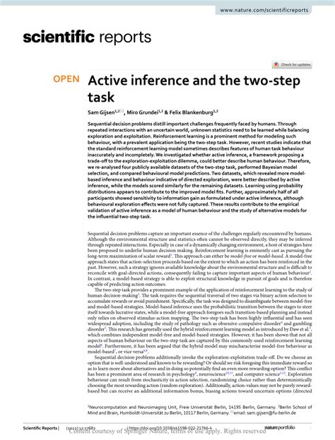pdf active inference and the two step task
