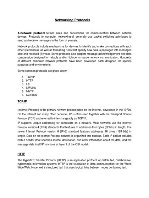 networking protocols a network protocol pdf internet protocol