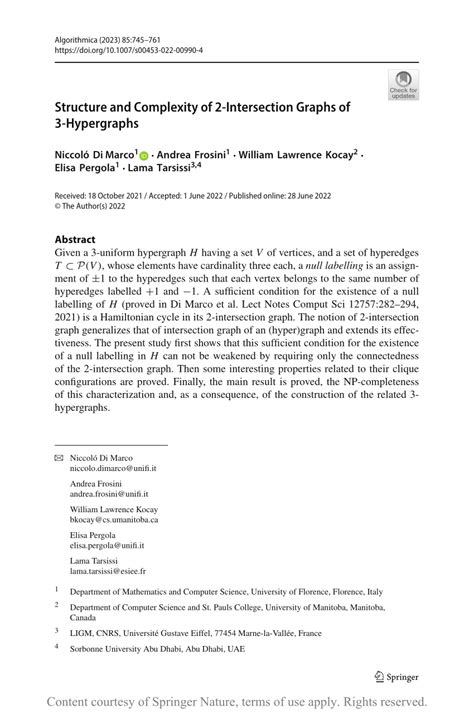 Pdf Structure And Complexity Of 2 Intersection Graphs Of 3 Hypergraphs