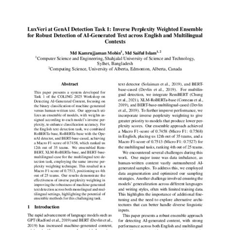 Luxveri At Genai Detection Task 1 Inverse Perplexity Weighted Ensemble
