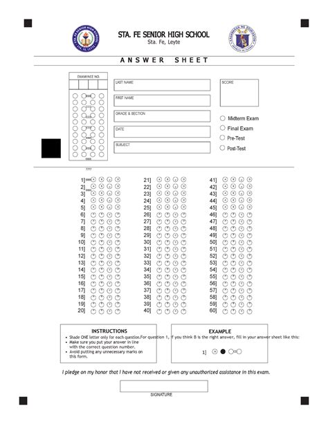 Answer Sheet Sample For Shading Examinee No 0000 1111 2222 3333 4444 5555 6666 7777 8888 9999