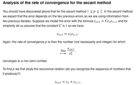 Solved Analysis Of The Rate Of Convergence For The Secant