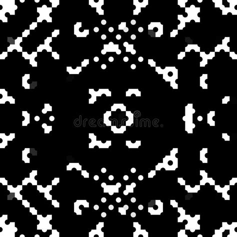 Irregular Pixel Seamless Pattern Geometric Retro Design In Monochrome