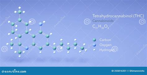 Tetrahydrocannabinol Thc Cannabinoid Molecular Structures 3d Model Structural Chemical