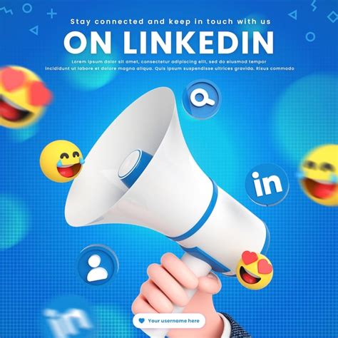 Premium Psd Linkedin Social Media Post Template With Social Networking Logos And Icon Around
