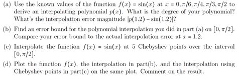 A Use The Known Values Of The Function F X Sin X Chegg Com