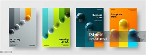 원래 회사 정체성 A4 디자인 벡터 일러스트 레이션 컬렉션 크리에이티브 3d 구 카탈로그 표지 템플릿 세트입니다 A4 용지에 대한 스톡 벡터 아트 및 기타 이미지 Istock