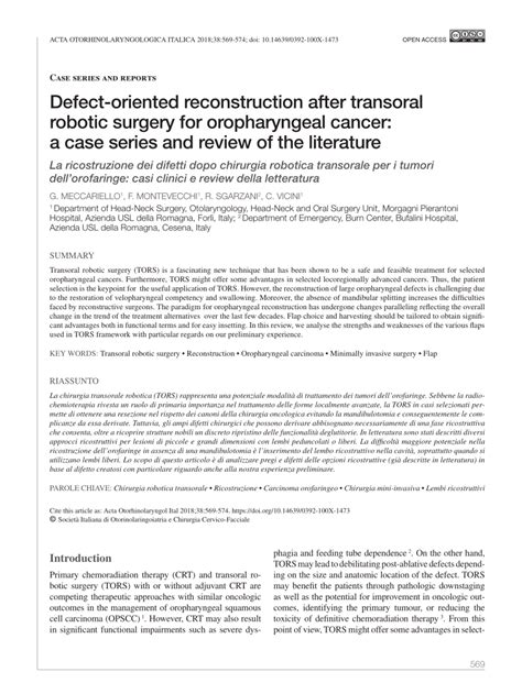 Pdf Defect Oriented Reconstruction After Transoral Robotic Surgery