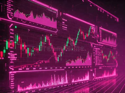 Futuristic Stock Market Graph With Glowing Neon Grid Dynamic Data Flow And Bold Investment