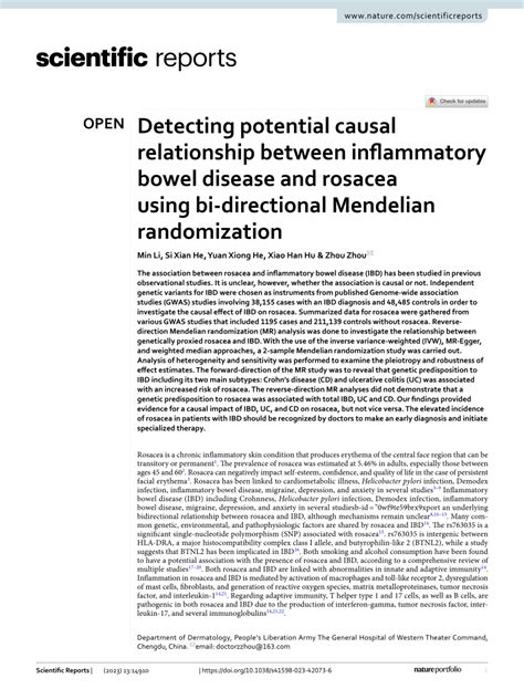 Pdf Detecting Potential Causal Relationship Between Inflammatory Bowel Disease And Rosacea