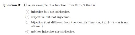 solved question 3 give an example of a function from n to n