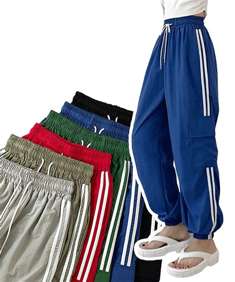 💖y2k핏보장💖 루피 와이드 일자핏 여름 삼선 라인 트랙 밴딩 롱 카고 조거 나일론 팬츠 스트릿 유니크 장마 트레이닝 썸머 페스티벌 데일리 츄리닝 하이웨스트 바스락