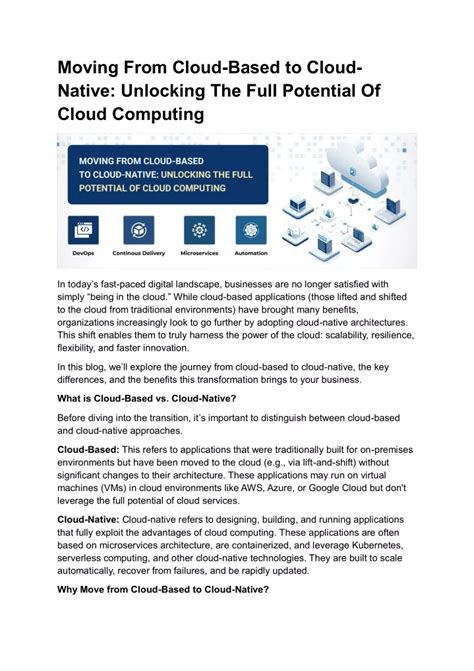 Ppt Moving From Cloud Based To Cloud Native Unlocking The Full Potential Of Cloud Computing