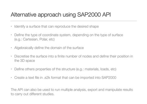 modelling complex geometry structures using sap2000 api pdf