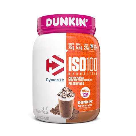 Dymatize Iso100 Hydrolyzed Whey Protein Isolate Powder Dunkin Mocha