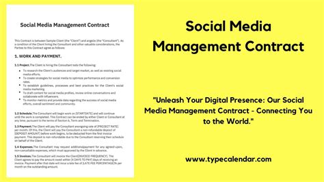 Free Printable Social Media Management Contract Templates Word Social