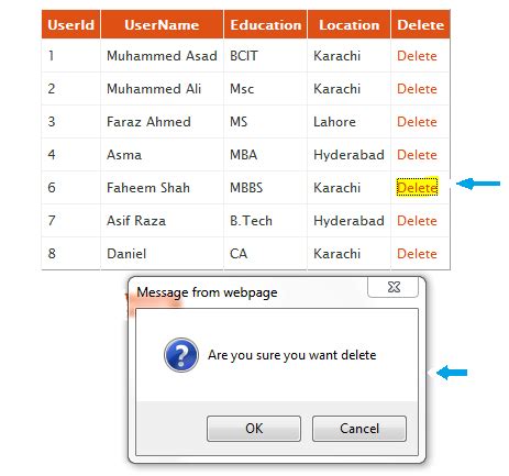 Asma Qureshi How To Delete Row From Gridview With JavaScript Confirmation In C Asp Net