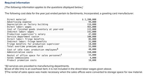 solved required 1 compute each of the following costs for