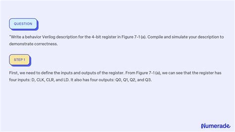 solved write a behavior verilog description for the 4 bit register in