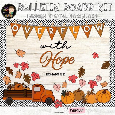 Fall Bulletin Board Church Overflow With Hope Romans Decor Christian Sunday School Bible Verses