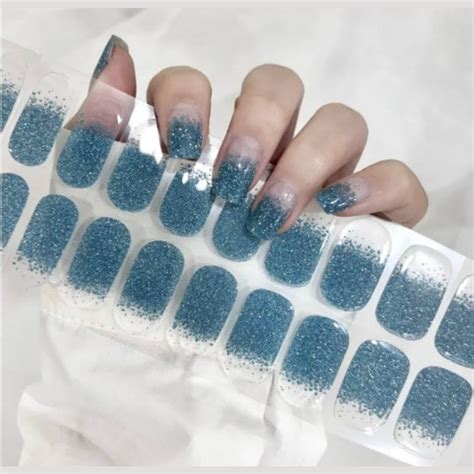 Light Green Sparkles Cured Gel Wraps Air Dry Non Uv Nail Wraps