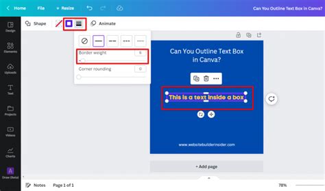 Can You Outline Text Box In Canva