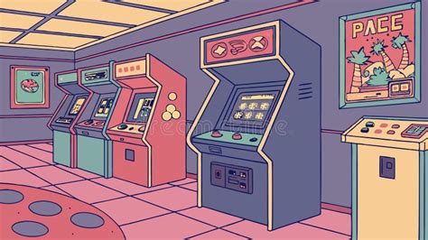 Classic Arcade Game Machines Retro Gaming Fun Vector Design Generative Ai Stock Illustration