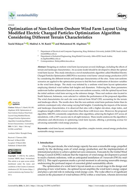 Pdf Optimization Of Non Uniform Onshore Wind Farm Layout Using