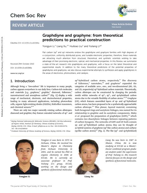 Pdf Cheminform Abstract Graphdiyne And Graphyne From Theoretical Predictions To Practical