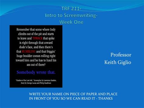 Week One Intro Lecture What Is A Movie Pptx