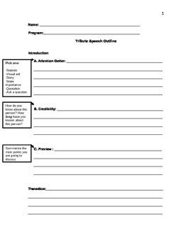 FREE Tribute Speech Outline By Speech And Lit Emporium TpT