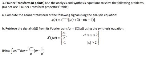 Solved 3 Fourier Transform 8 Points Use The Analysis And