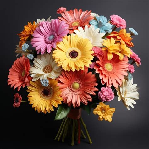 Premium Ai Image Enhanced Flower Bouquet Isolated On Black Background