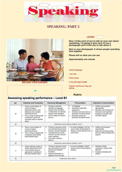 Speaking Part 2 Interactive Worksheet Topworksheets