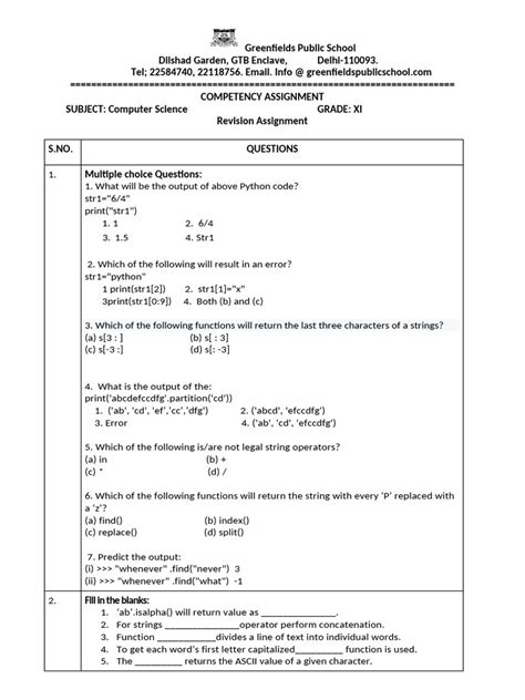 Revision Assignment Computer Science Pdf Data Type String