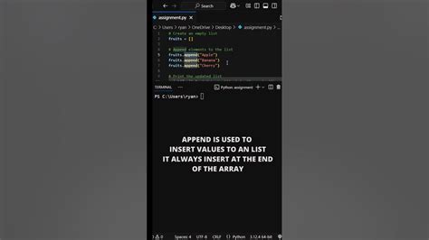 easily add items to a list in python 😮⚡ pythonbasics python coding pyscript pydev pythong