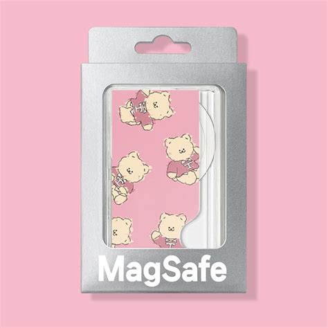 강한자력 맥세이프 카드지갑 곰찌 스케치 핑크 감도 깊은 취향 셀렉트샵 29cm