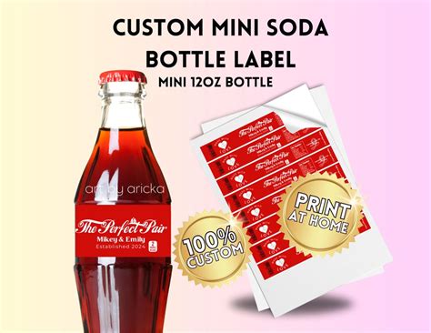 Custom Mini Soda Bottle 12oz Label Personalized Cocacola Inspired