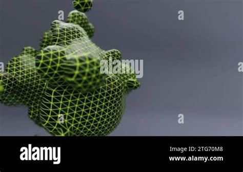 Liquid Animated Metaball With Grid Pattern Or Organic Floating Spheres Blobes Drops Or Bubbles