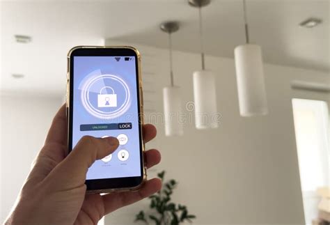 Smart House Home Automation Device With App Icons Man Uses His