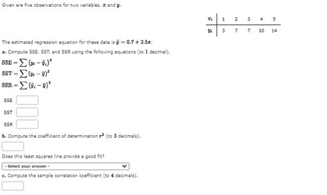 Solved Given Are Five Observations For Two Variables X ﻿and