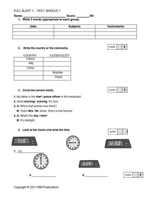 Full Blast 1 Tests Mod 1 Pdf
