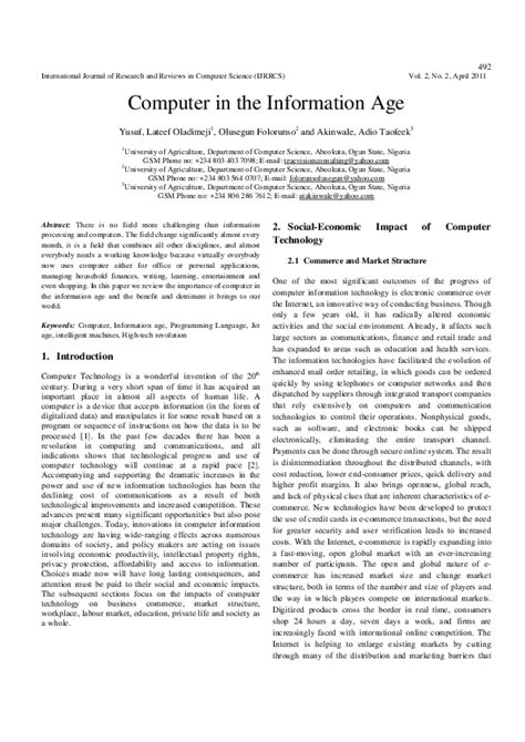 Pdf Computer In The Information Age