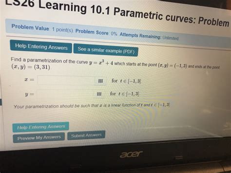 Solved S26 Learning 101 Parametric Curves Problem Problem