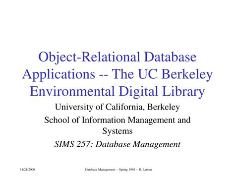 Ppt Object Relational Database Applications The Uc Berkeley